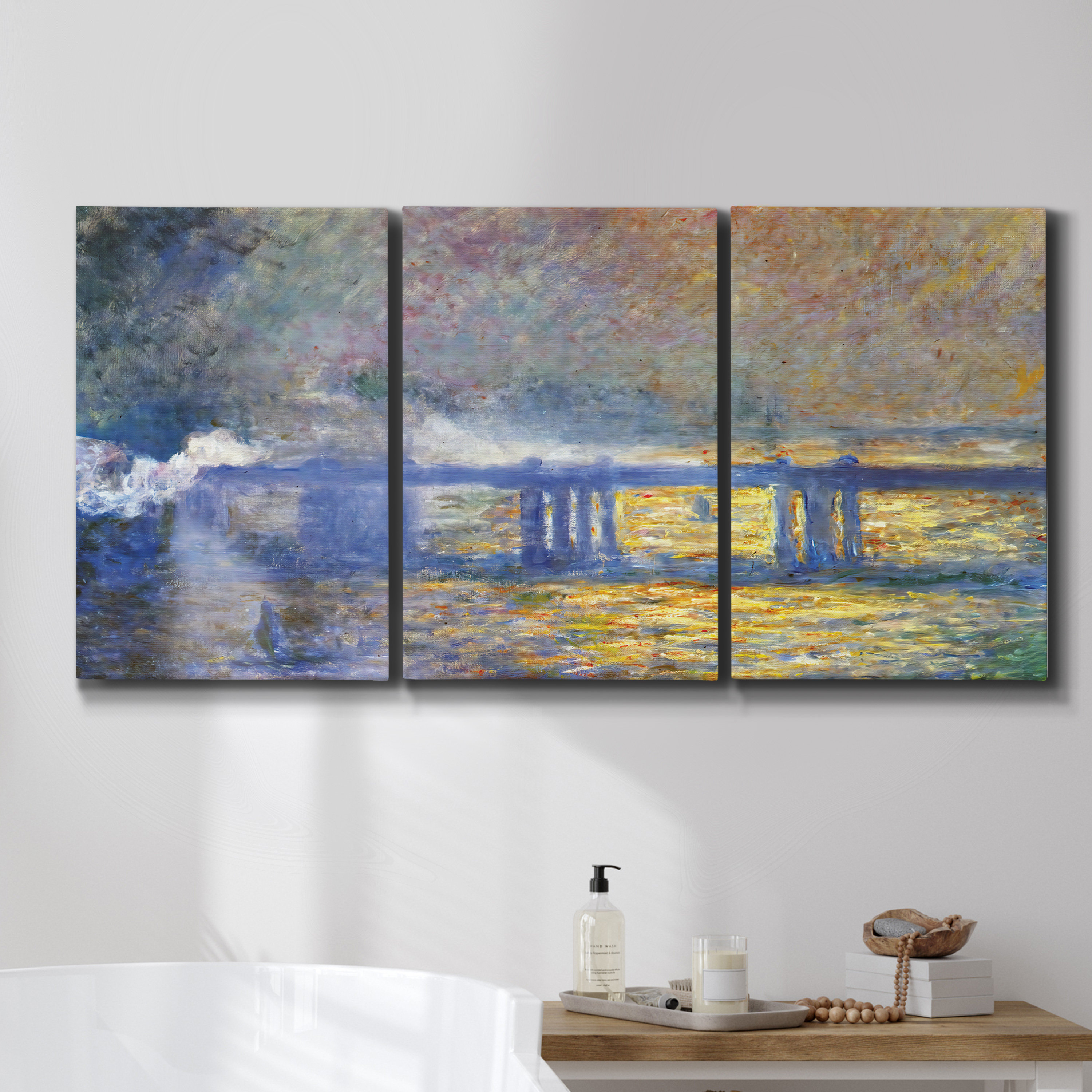 Wildon Home® The Rock Needle And Porte D’Aval, Etretat. 1885 Framed On Canvas 3 Pieces Set | Wayfair